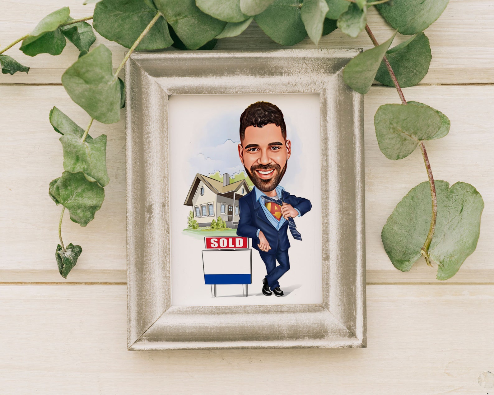 Custom Super Realtor Cartoon Portrait, Realtor Caricature, Realtor Gift ...