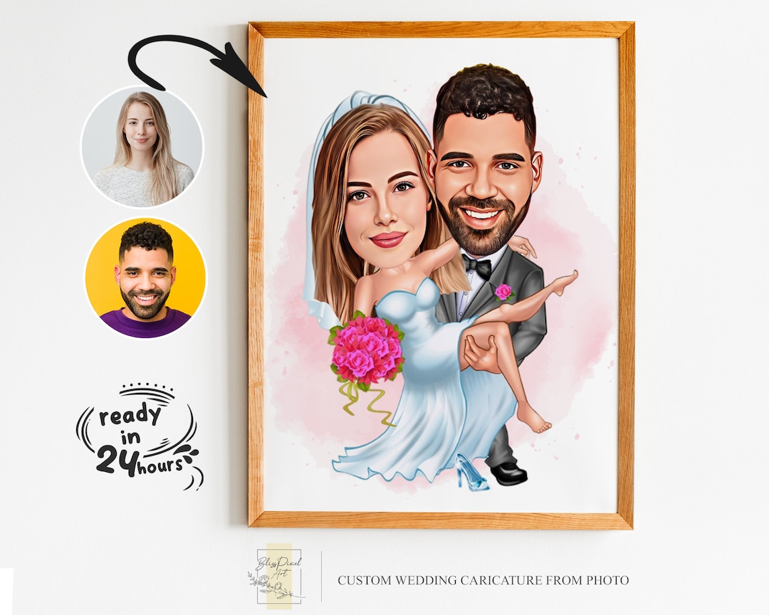 Wedding Caricature for Couple, Wedding Cartoon, Gift for Couple ...