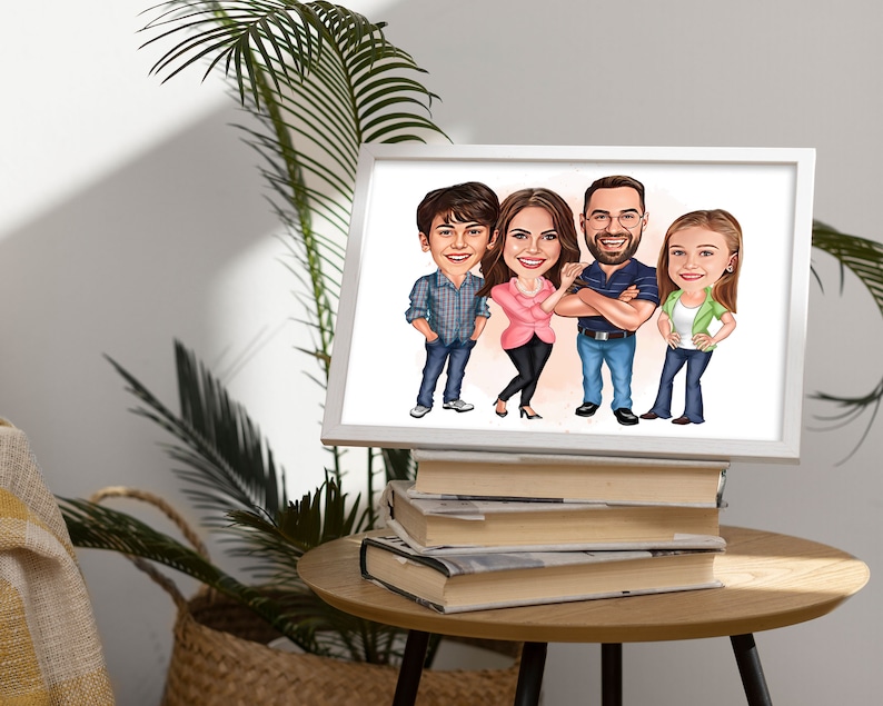Custom Family Cartoon Portrait, Family Portrait, Gift for Family ...