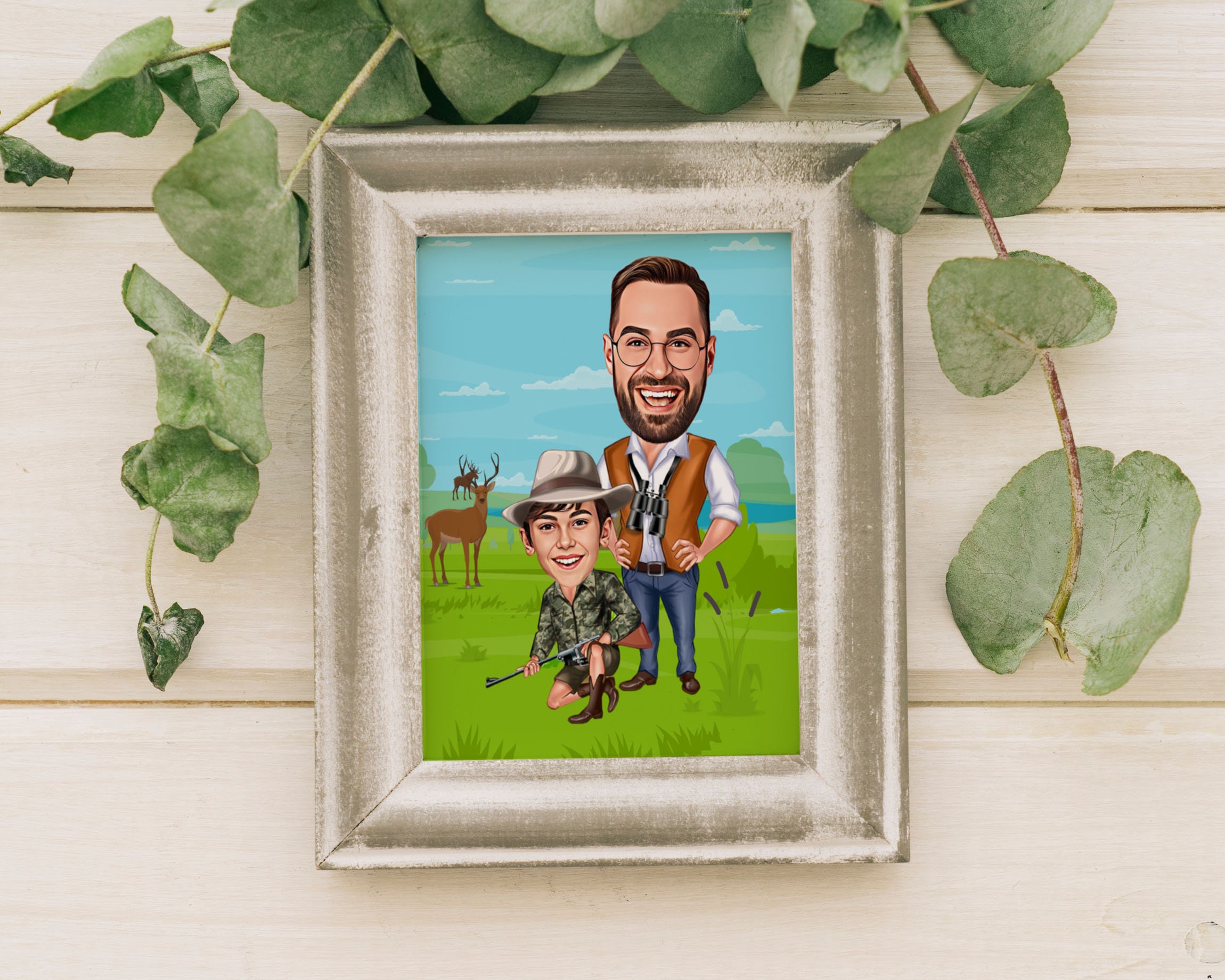 Custom Hunter Cartoon Portrait, Hunter Portrait, Gift for Hunter ...