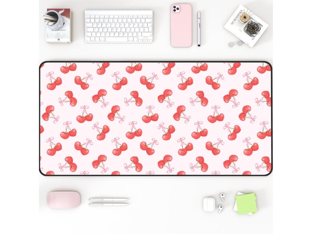 Kawaii Cherry Desk Mat Cute Pink Desk Pad Mouse Pad Gaming Mats Cute ...