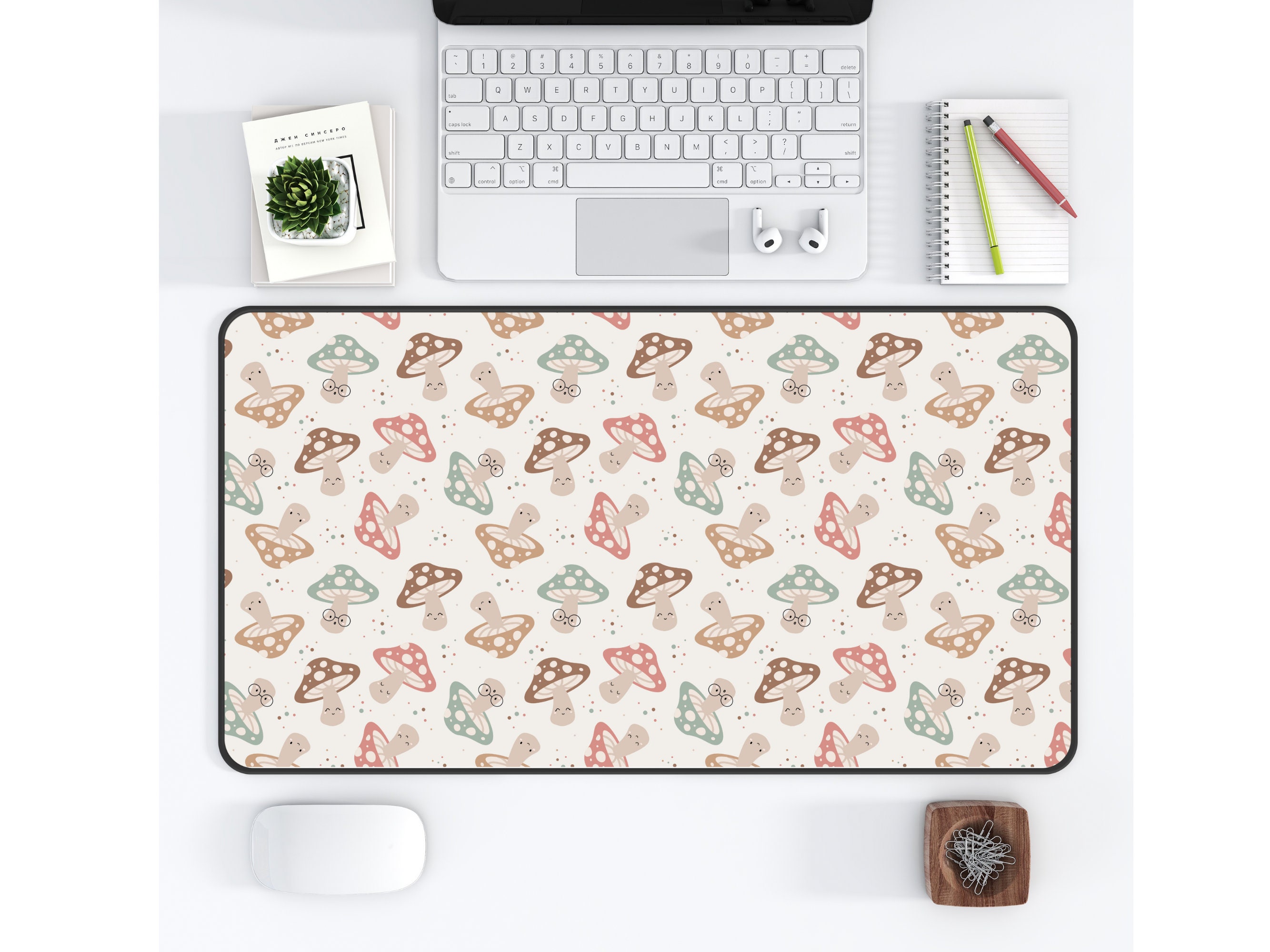 Kawaii Mushroom Desk Mat Cottagecore Cute Nature Desk Mat XL Desk Mat ...