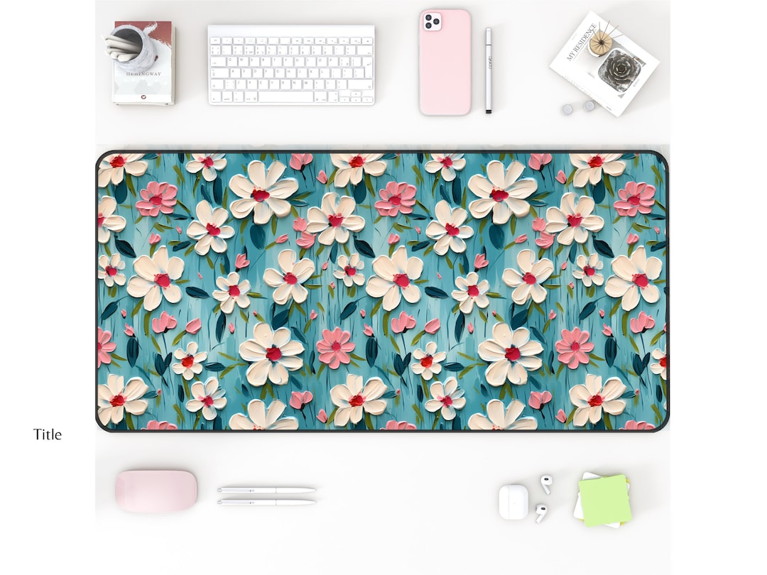Floral Desk Mat, Acrylic Painting Mouse Pad, Modern Abstract Desk Mat ...