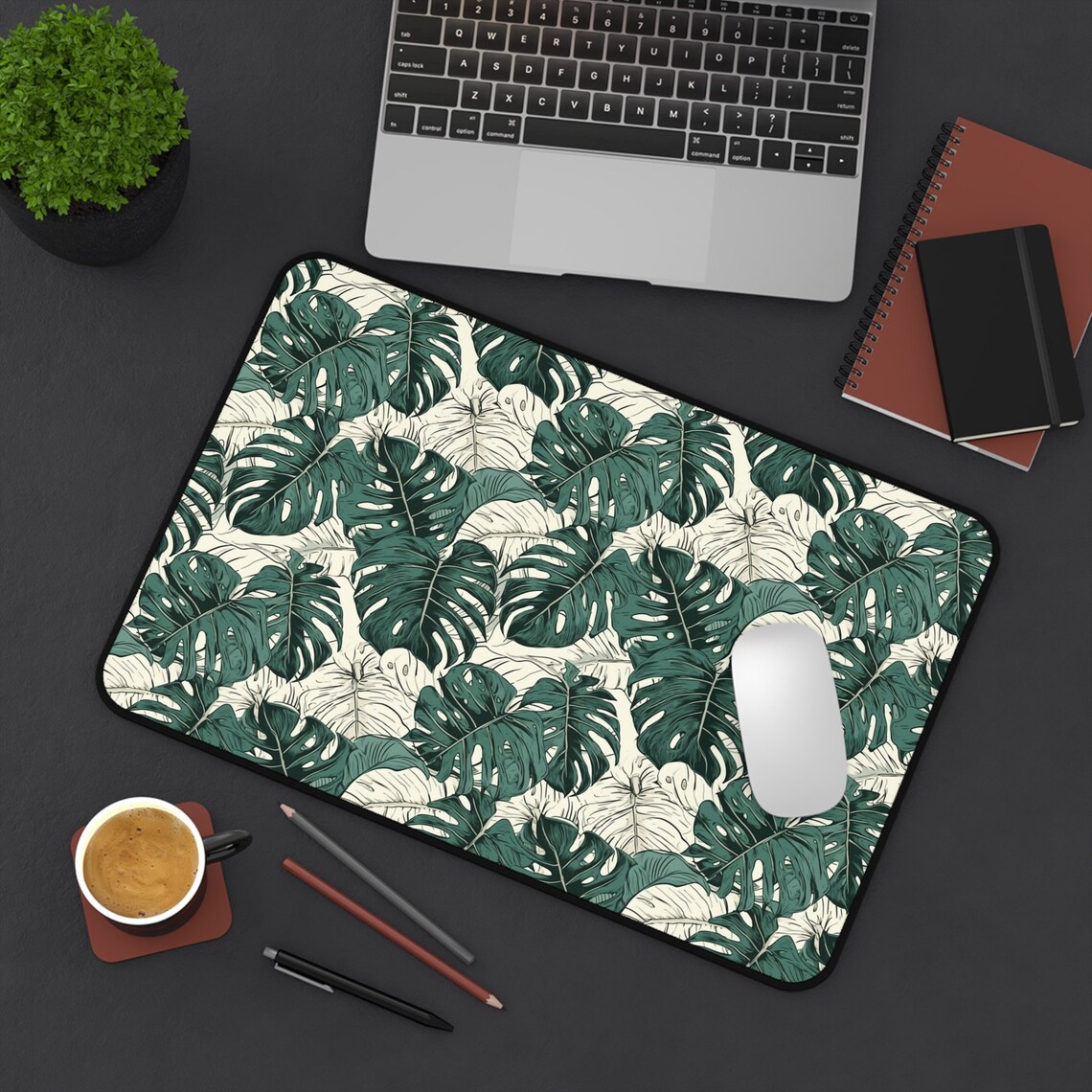 Monstera Desk Mat, Tropical Green Desk Accessory, Cute Workspace ...