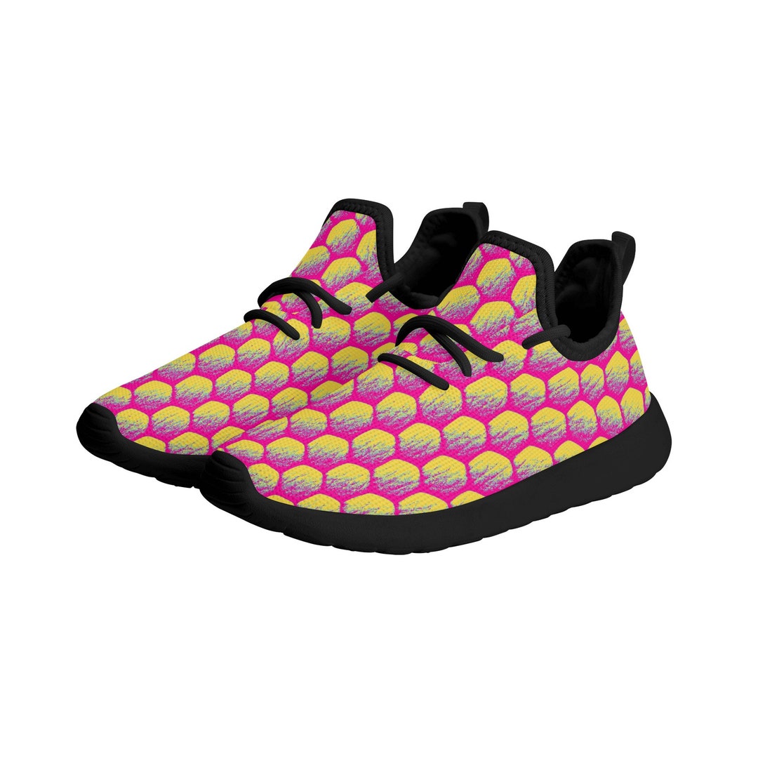 Dragon Scale Shoes, Harajuku Kids Clothes, Mesh Knit Sneakers, Neon ...