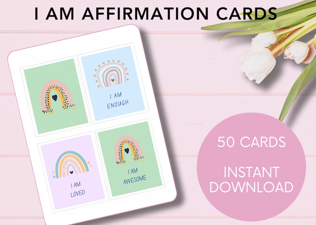 I AM AFFIRMATION Cards for Kids Teens and Adults Therapy - Etsy