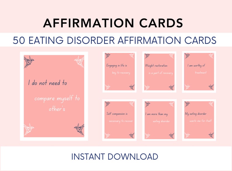 Affirmation Cards EATING DISORDERS Mental Health Cards - Etsy