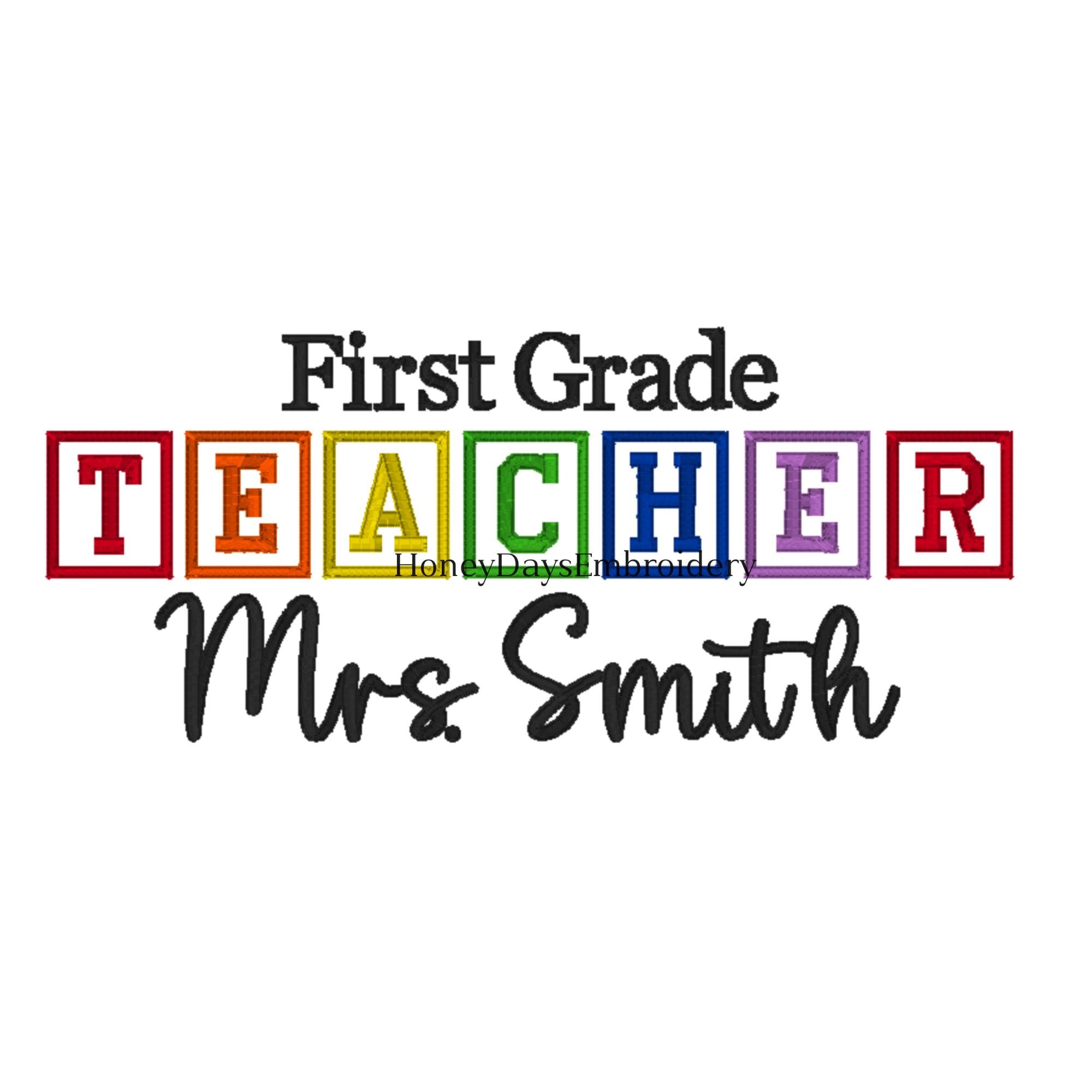 Teacher Blocks Embroidery Design, DIGITAL FILE ONLY, Back to School ...