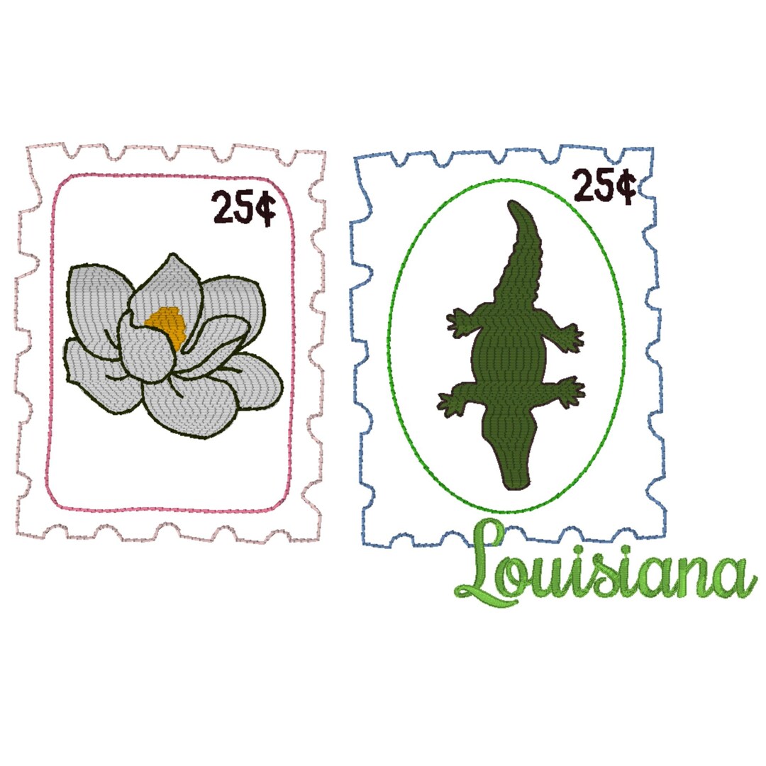 Louisiana Stamp Double Applique Embroidery Design DIGITAL FILE ONLY ...