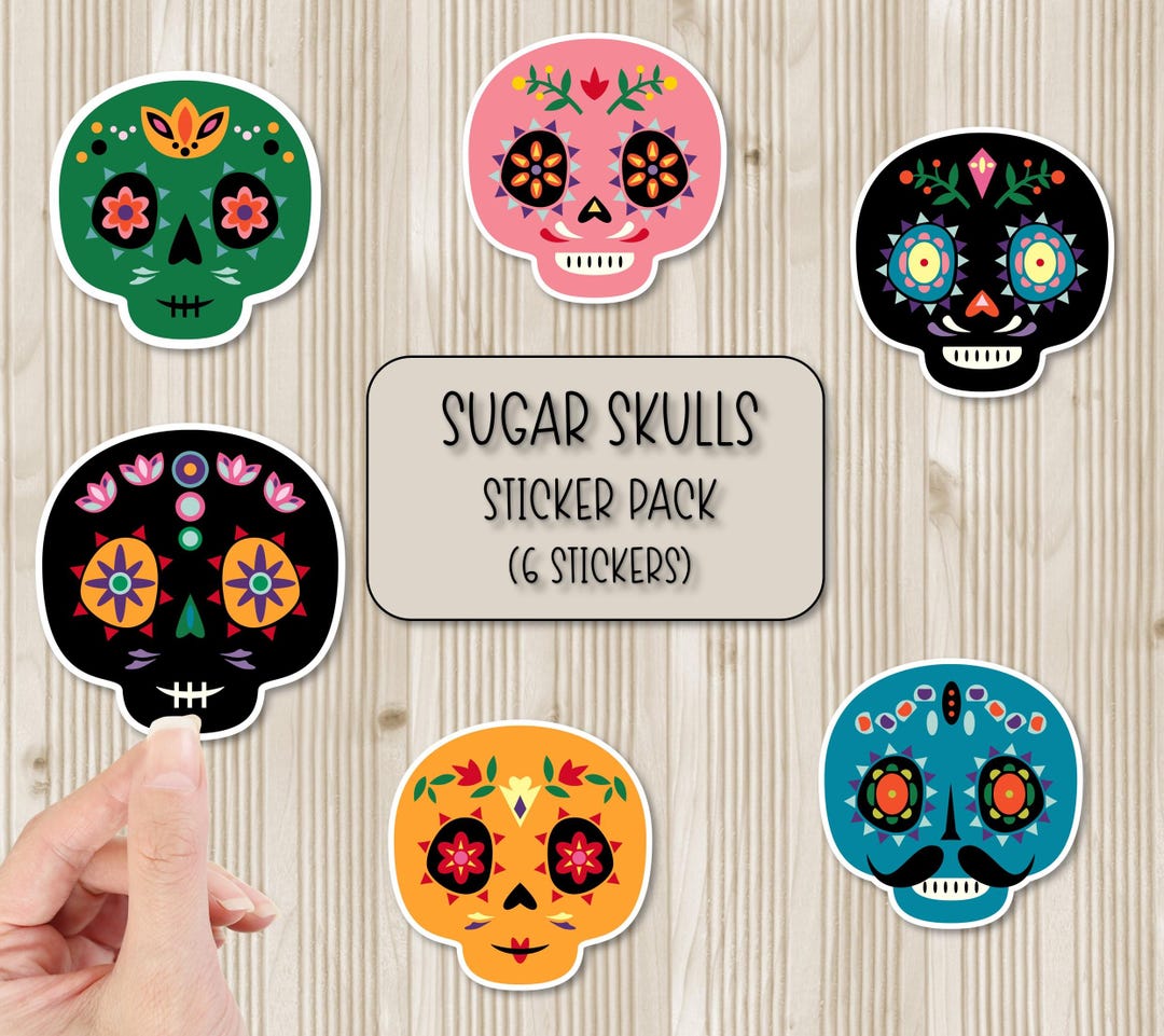 Sugar Skulls Sticker Pack | Laminated Stickers | Skull Stickers ...