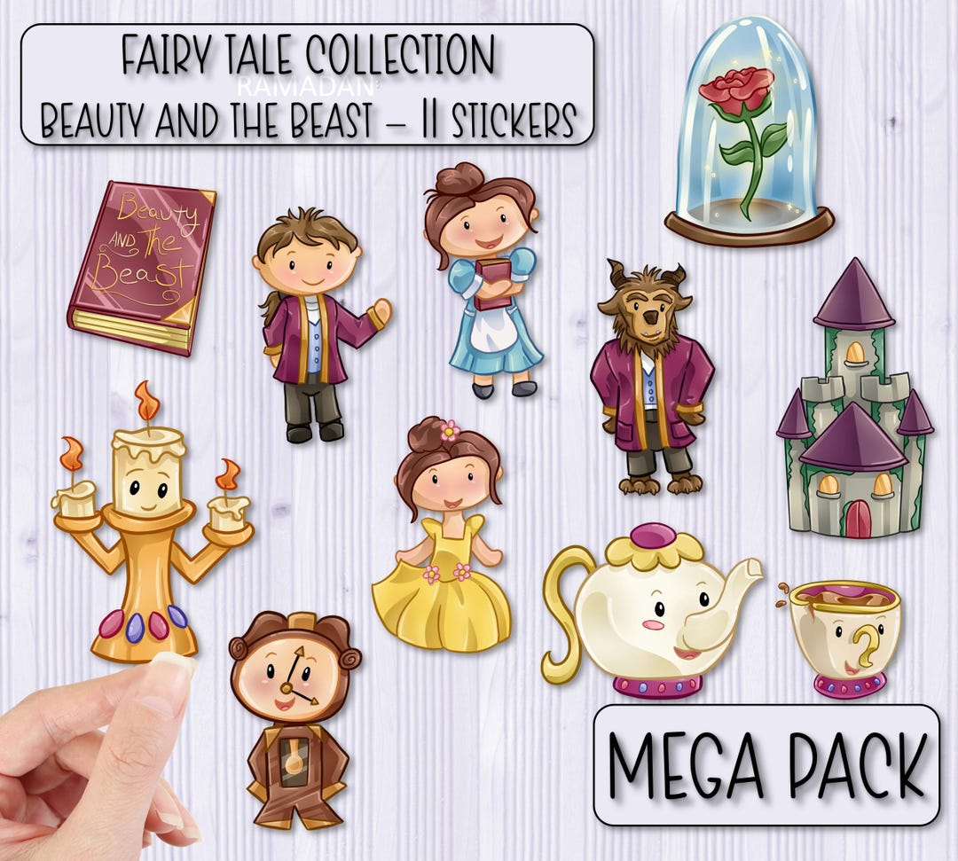 Beauty & the Beast MEGA Sticker Pack | Fairytale Decals | Scrapbook ...