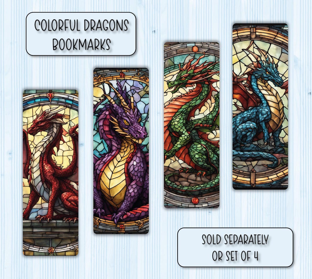 Colorful Dragons Bookmarks | Handmade Bookmark | Gift for Book Lover ...
