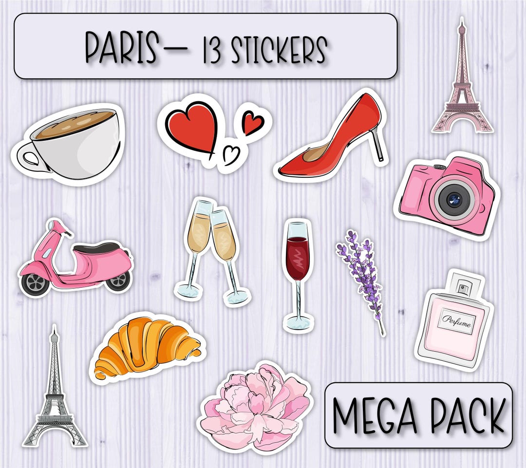 Paris MEGA Sticker Pack | Laminated Stickers | Eiffel Tower Stickers ...