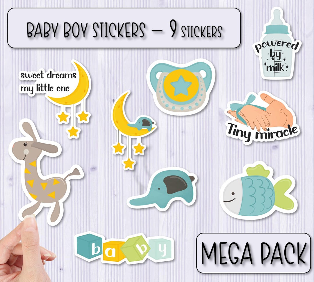 Baby Boy MEGA Sticker Pack | Decals | Scrapbooking Stickers | Laptop ...