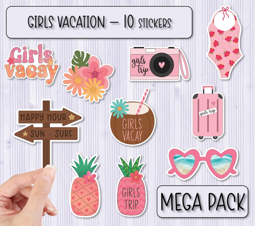 Girls Vacation MEGA Sticker Pack | Decals | Scrapbooking Stickers ...