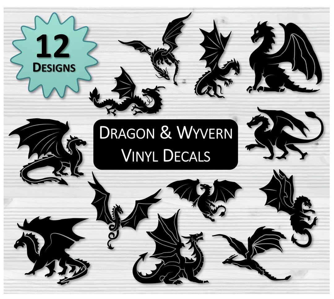 Dragon & Wyvern Vinyl Decals | Car Decal | Water Bottle Decal | Laptop ...