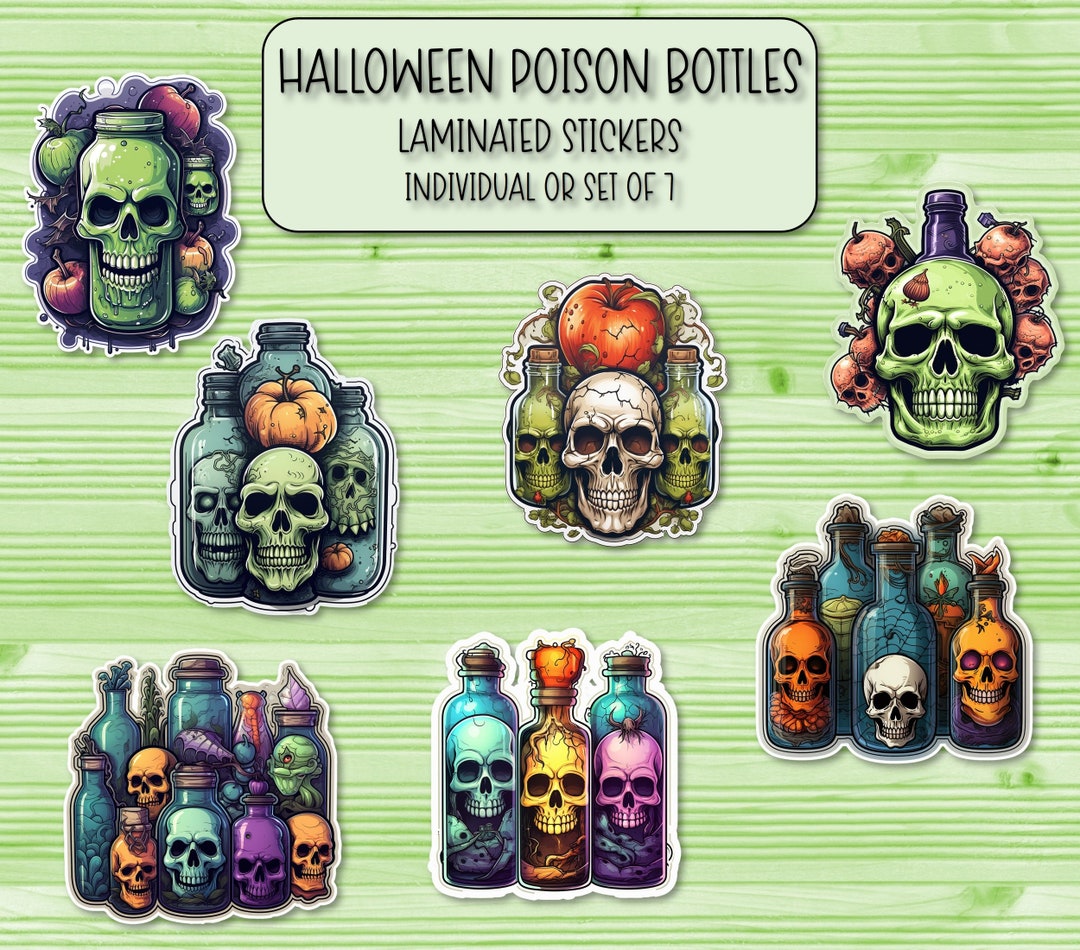 Halloween Poison Bottles Laminated Stickers Halloween - Etsy