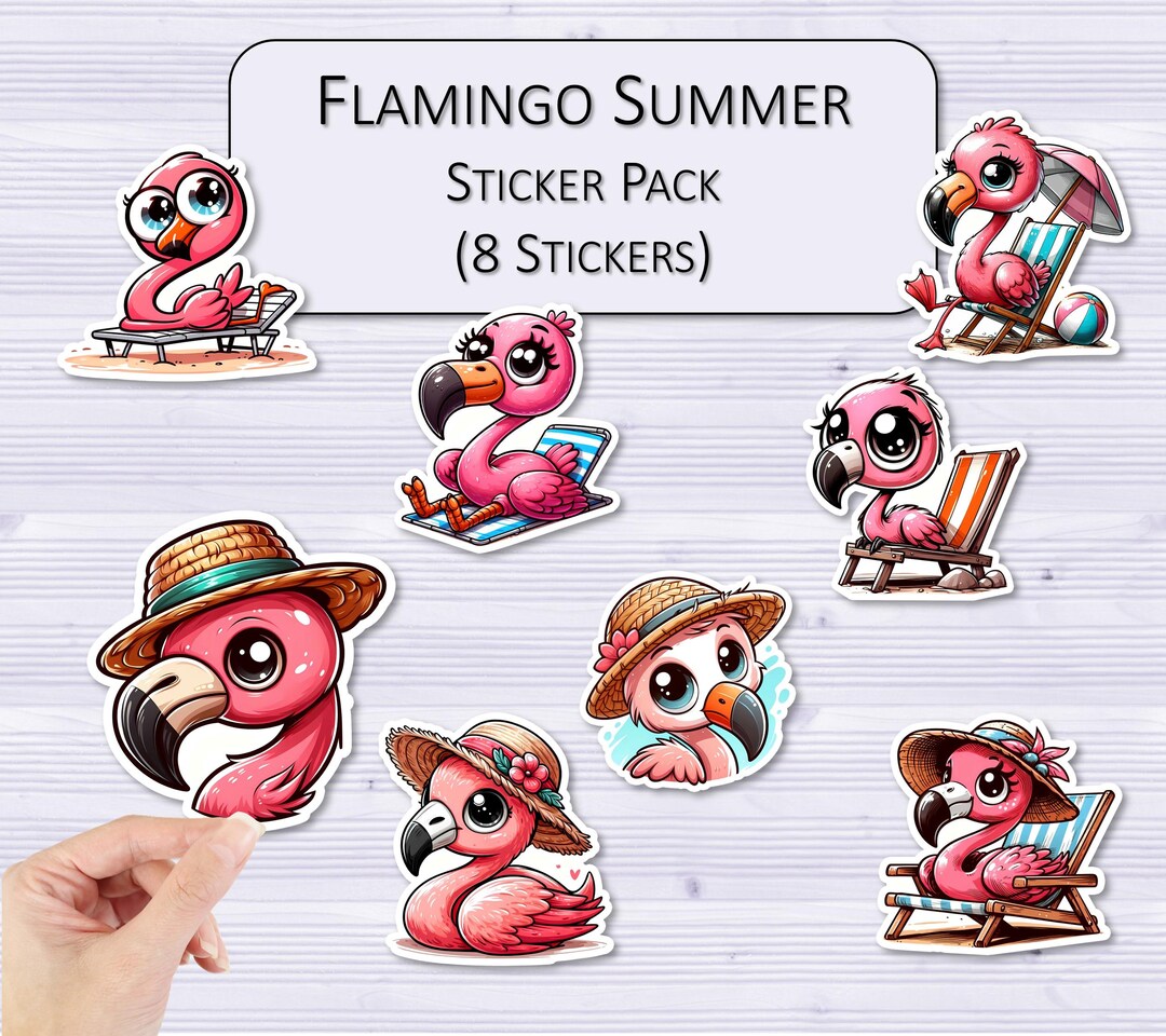 Flamingo Summer Sticker Pack | Decals | Scrapbooking Stickers | Laptop ...