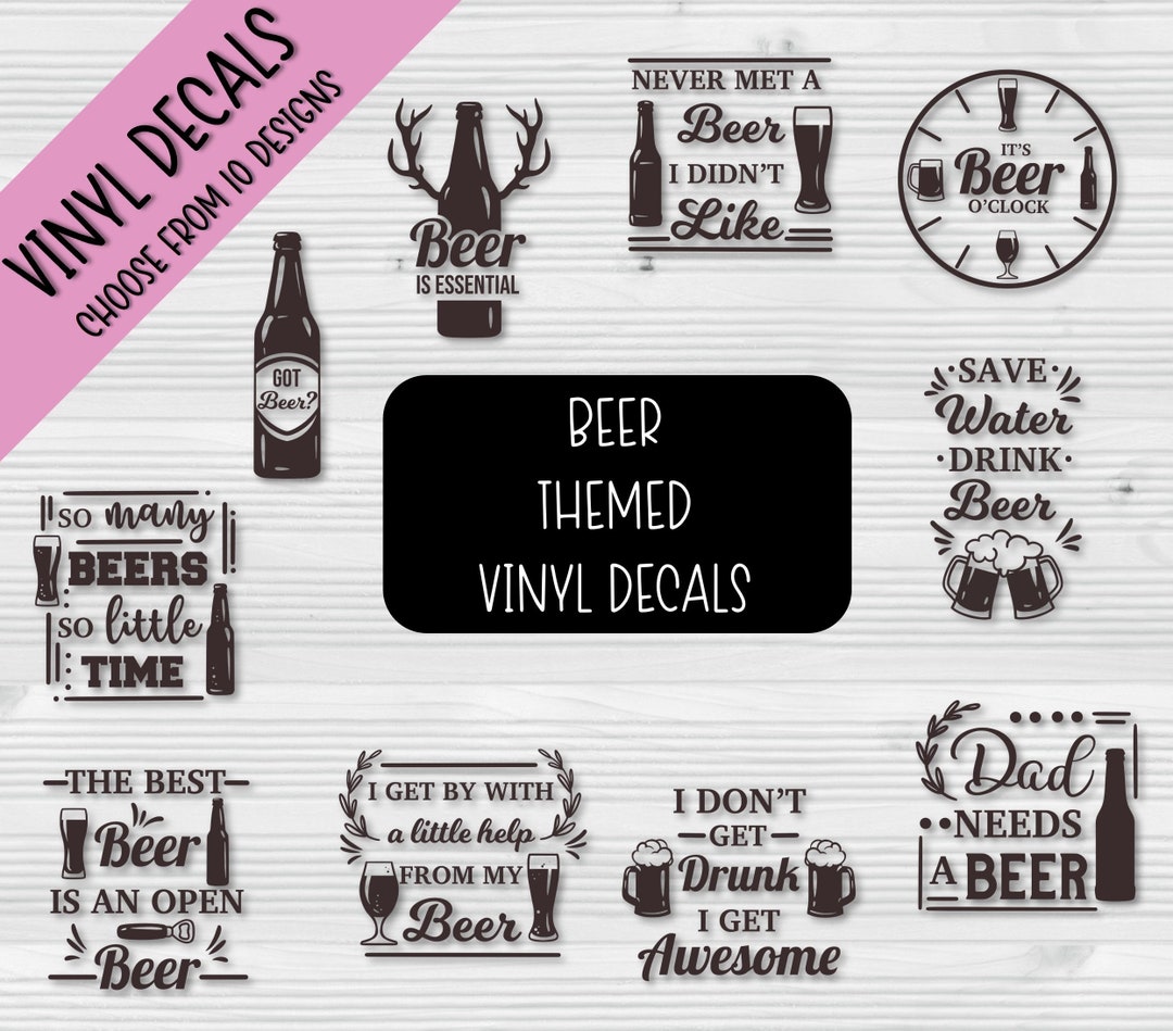 Beer Themed Vinyl Decals | Beer Decals | Bar Decor Decals | Waterbottle ...