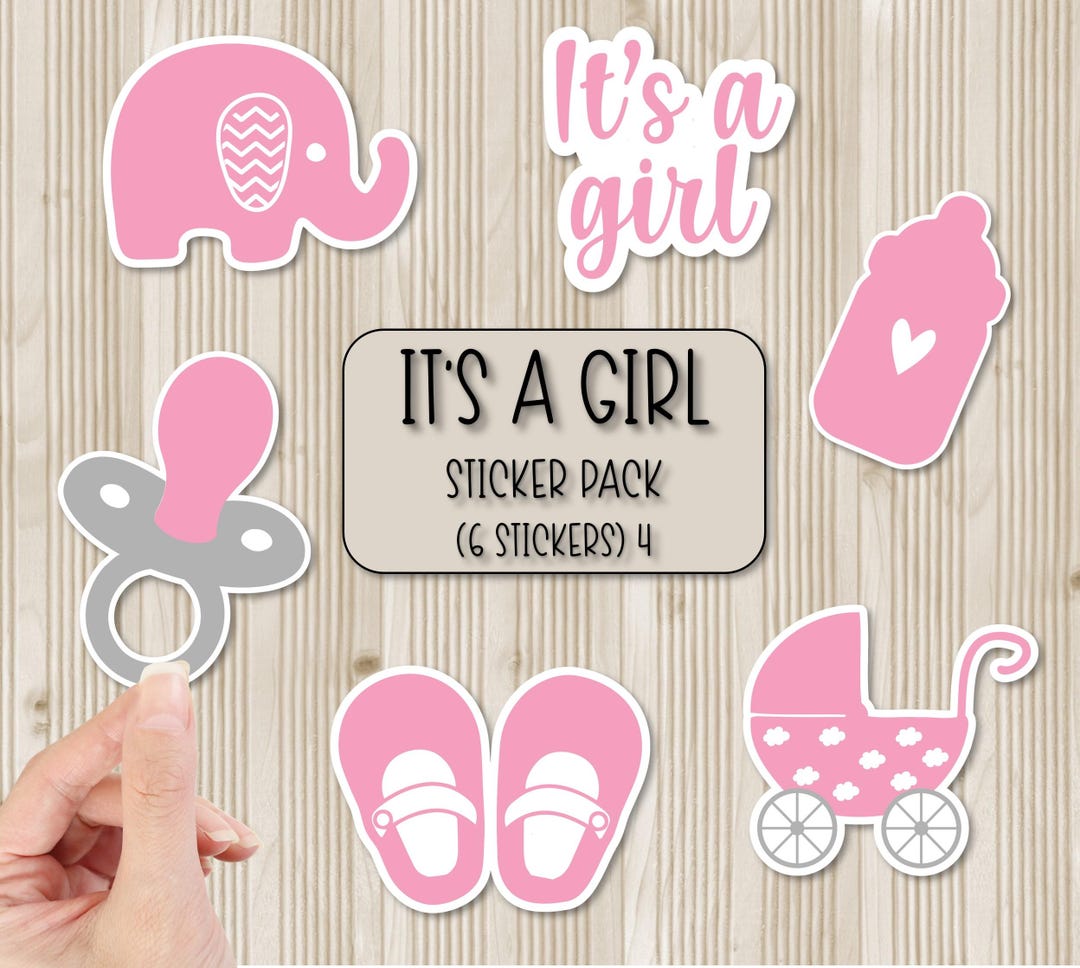 It's A Girl Sticker Pack | Baby Announcement | Scrapbooking Stickers ...