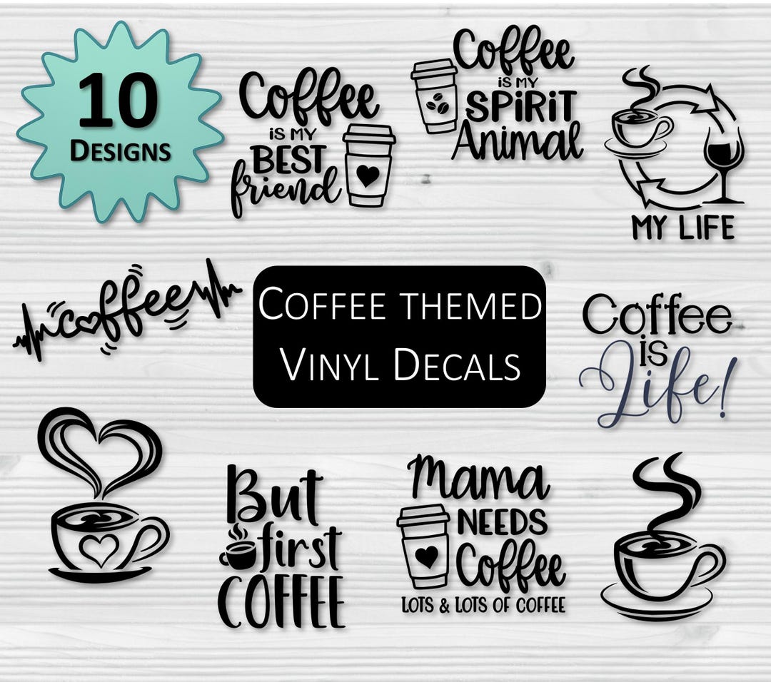 Coffee Themed Vinyl Decals | Car Decal | Water Bottle Decal | Laptop ...