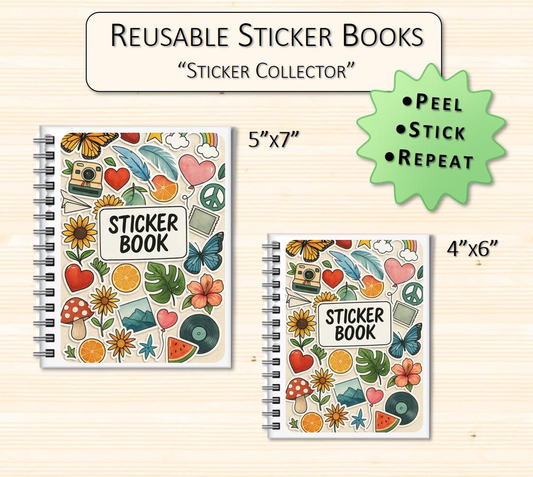 Sticker Collector Themed Reusable Custom Reusable Sticker Book ...