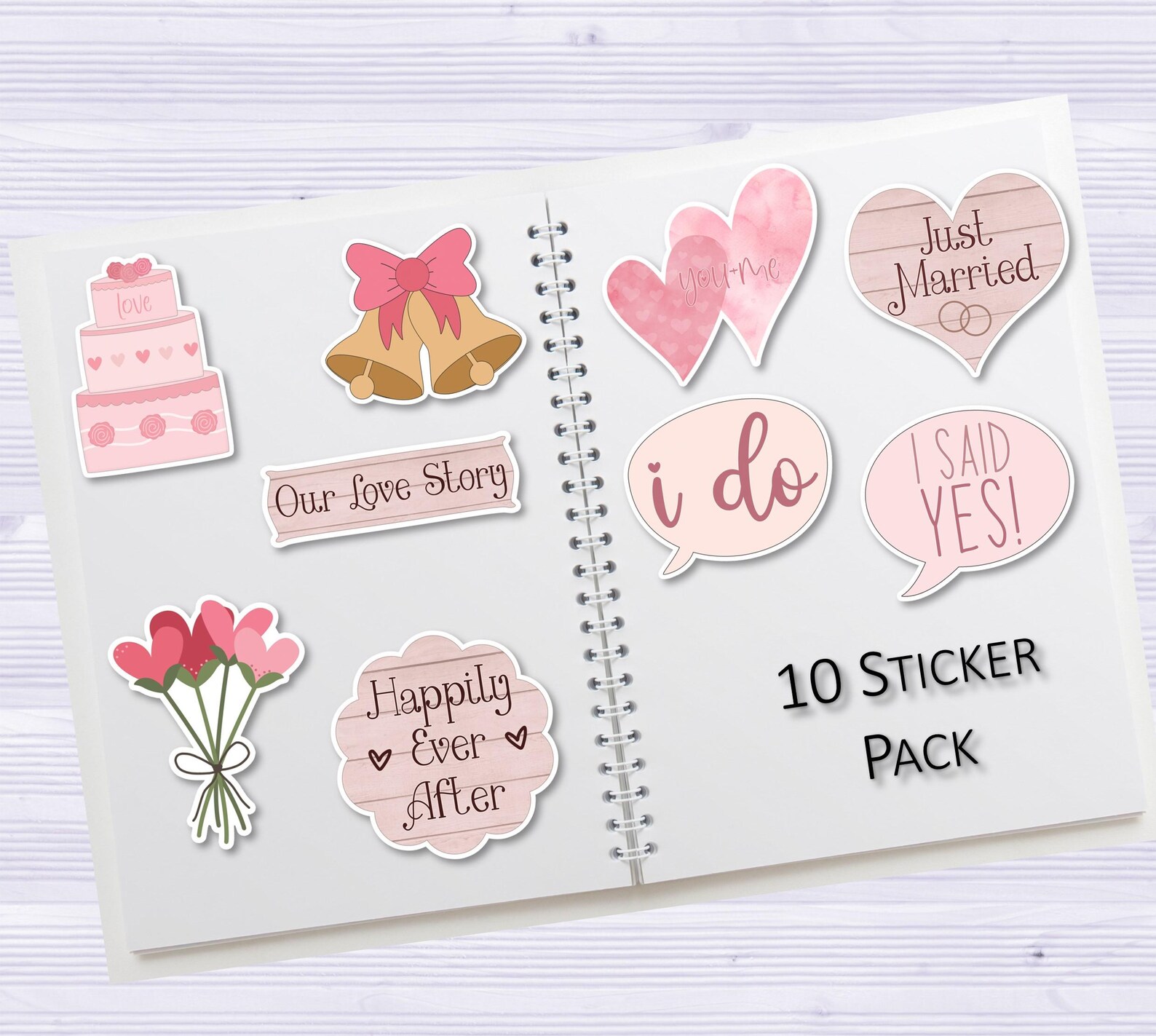 Just Married Sticker Pack | Bridal Decals | Scrapbooking Stickers ...