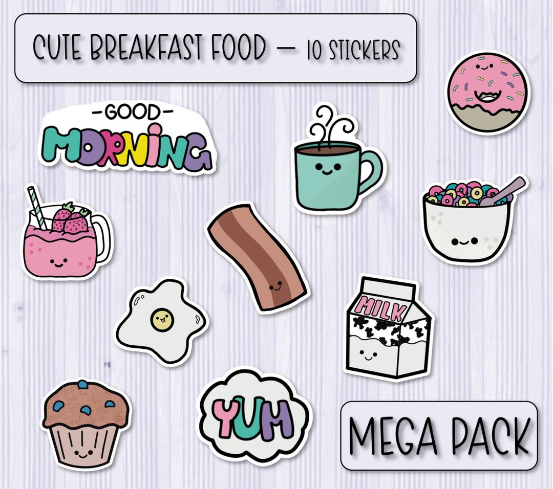 Cute Breakfast MEGA Sticker Pack | Planner Stickers | Scrapbooking ...