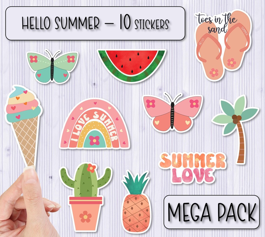 Hello Summer MEGA Sticker Pack | Decals | Scrapbooking Stickers ...