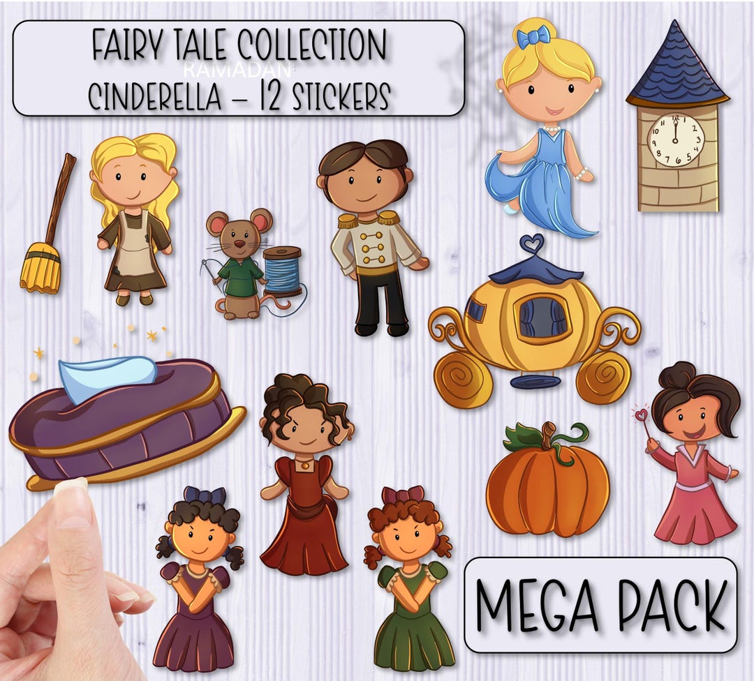Cinderella MEGA Sticker Pack | Fairy Tale Decals | Scrapbooking ...