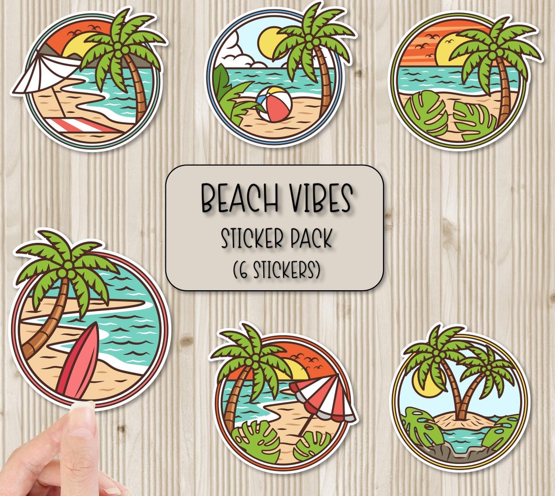 Beach Vibes Sticker Pack | Laminated Stickers | Beach Stickers | Laptop ...