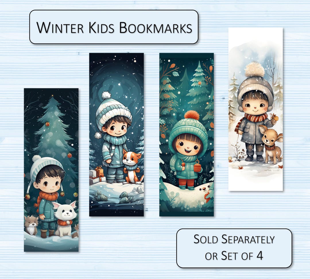 Winter Kids Bookmarks | Bookmark Set or Single | Laminated Bookmark ...