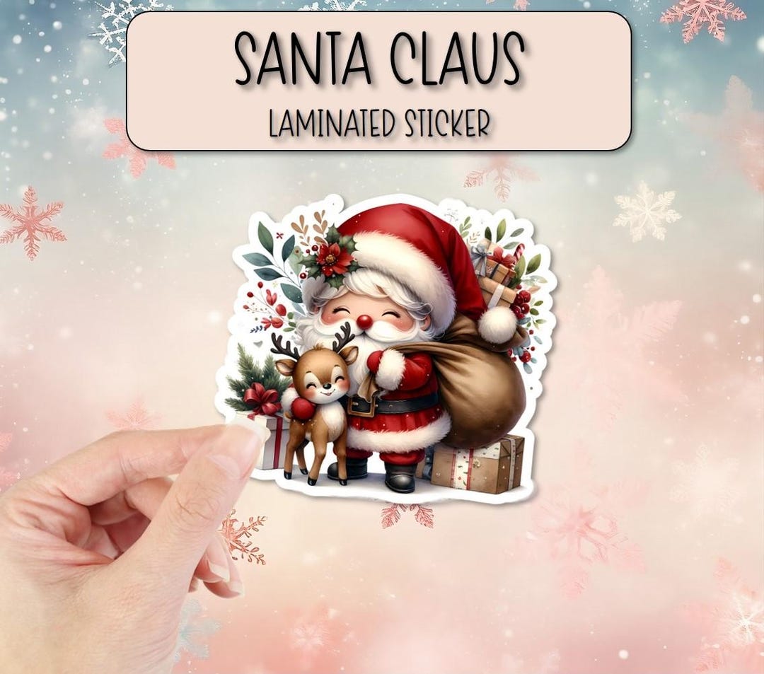 Santa Claus Sticker | Laminated Stickers | Christmas Decals | Laptop ...