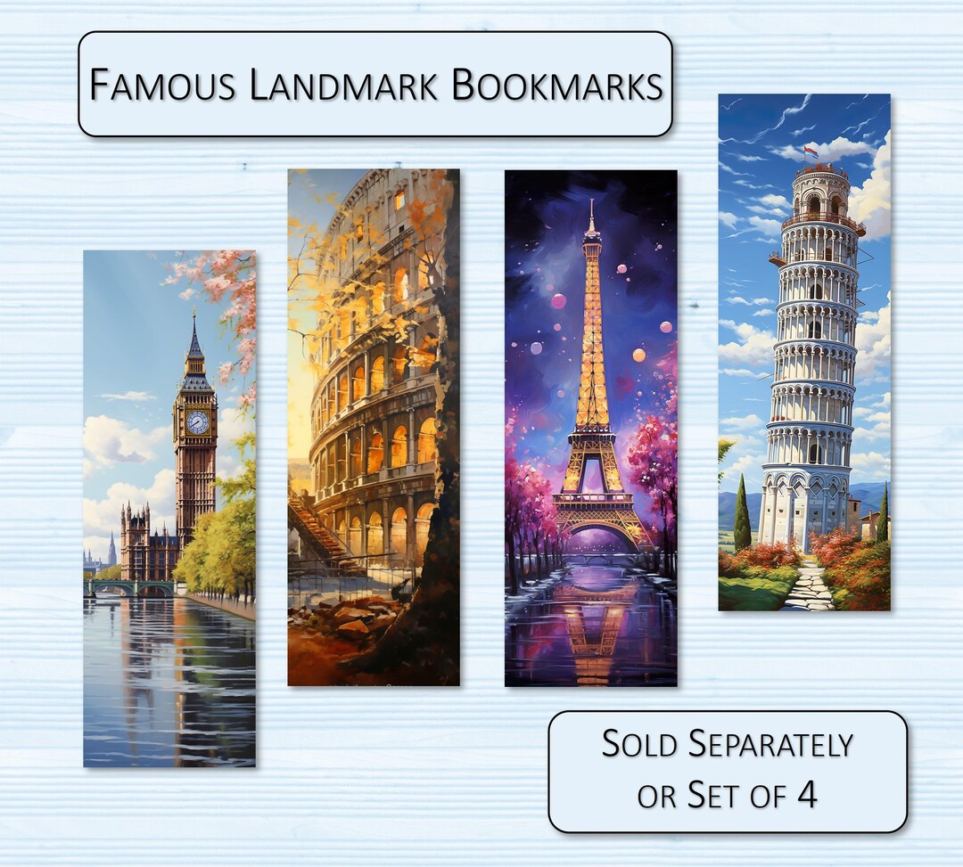 Famous Landmark Bookmarks | Bookmark Set or Single | Laminated Bookmark ...