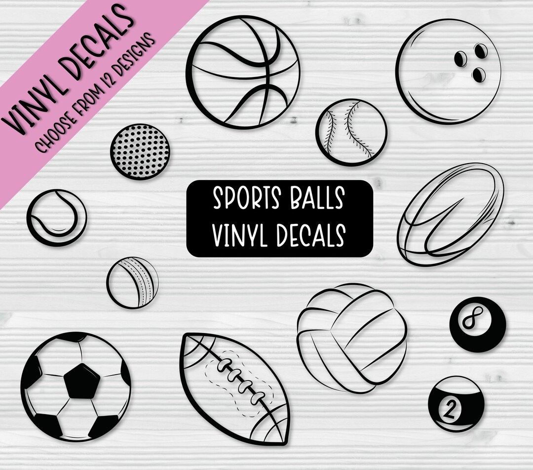 Sports Balls Vinyl Decals | Sports Decals | Wall Decals | Waterbottle ...