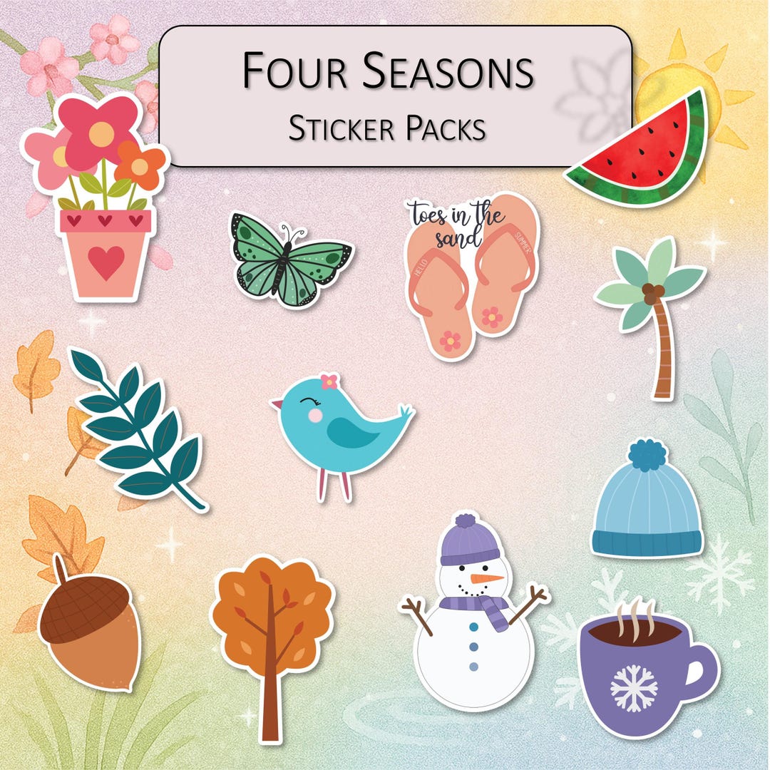 Four Seasons Sticker Packs | Decals | Scrapbooking Stickers | Laptop ...