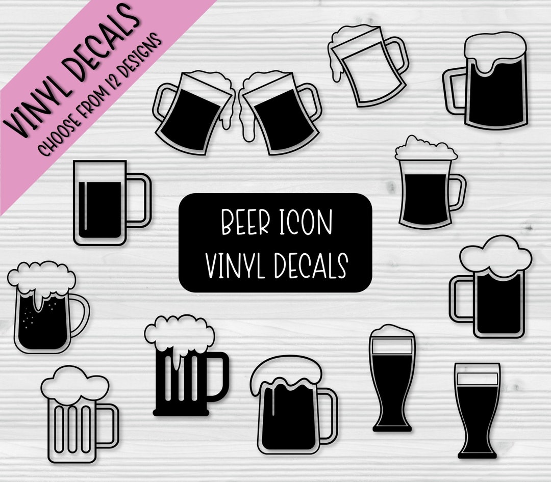 Beer Icon Vinyl Decals |beer Mug Decals | Bar Decals | Waterbottle ...