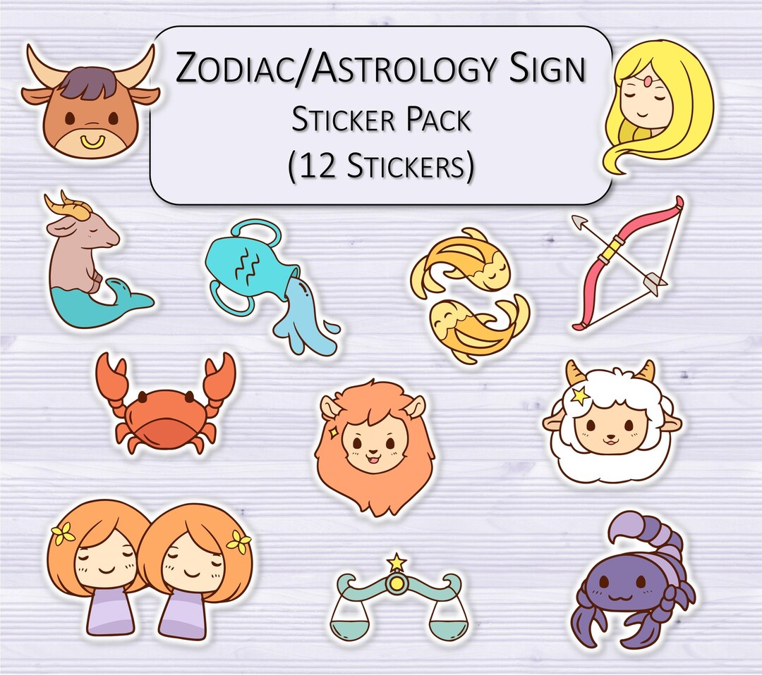 Zodiac Sticker Pack | Astrology Sign Stickers | Scrapbooking Stickers ...