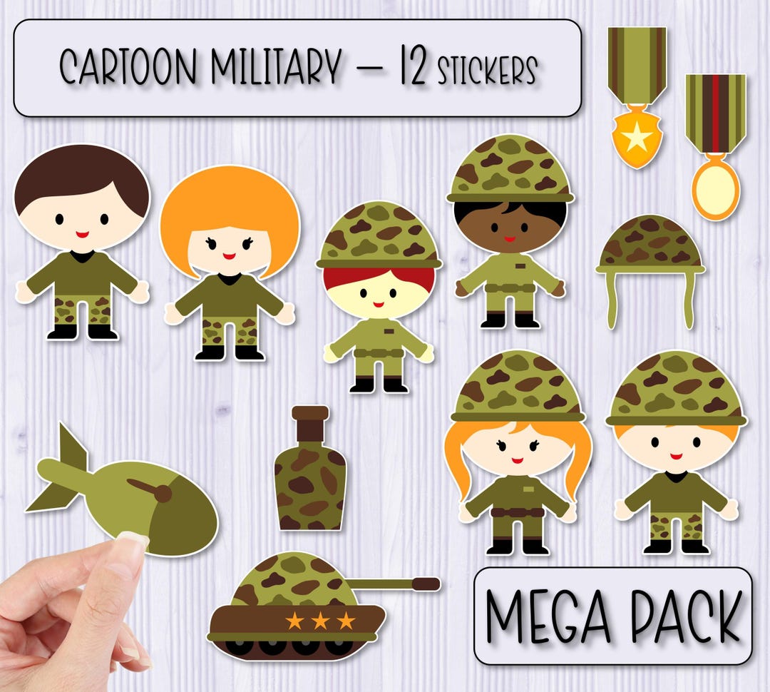 Cartoon Military MEGA Sticker Pack | Decals | Scrapbooking Stickers ...