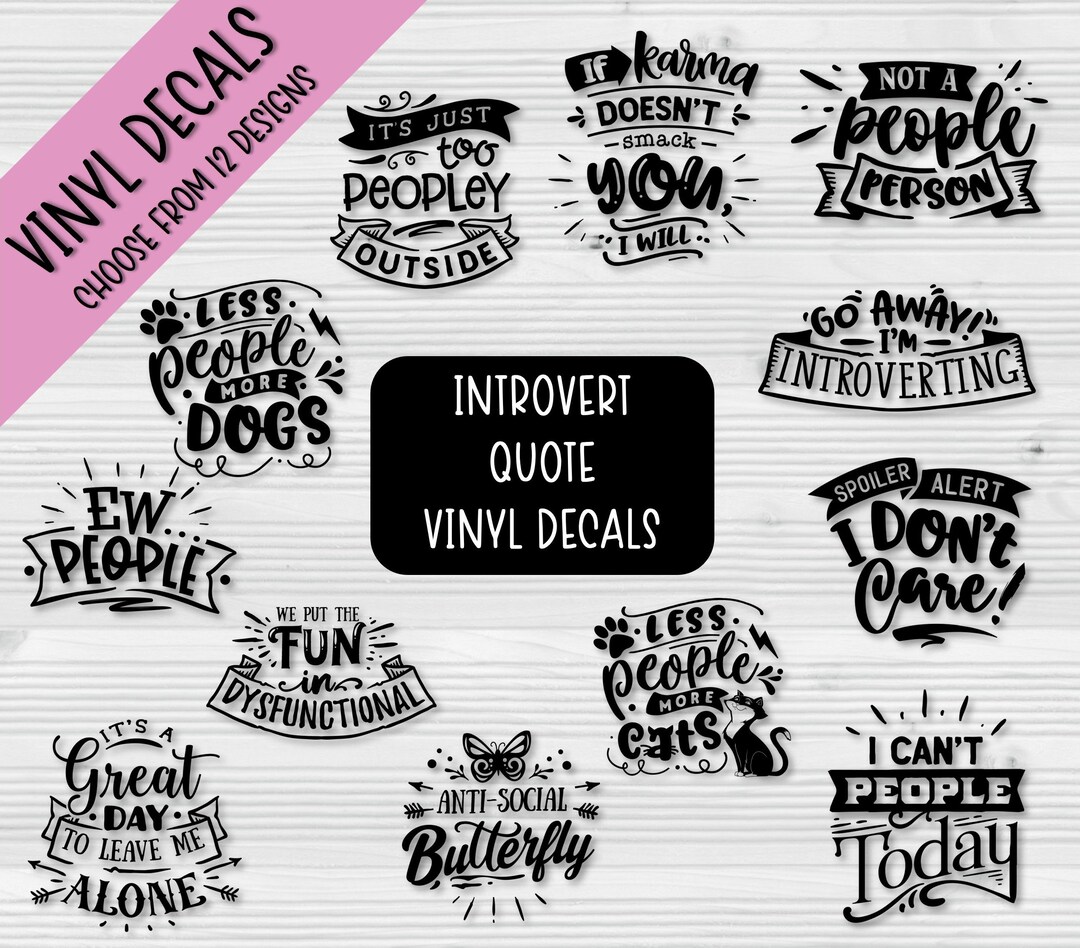 Introvert Themed Vinyl Decals | Wall Decor | Waterbottle Decals ...