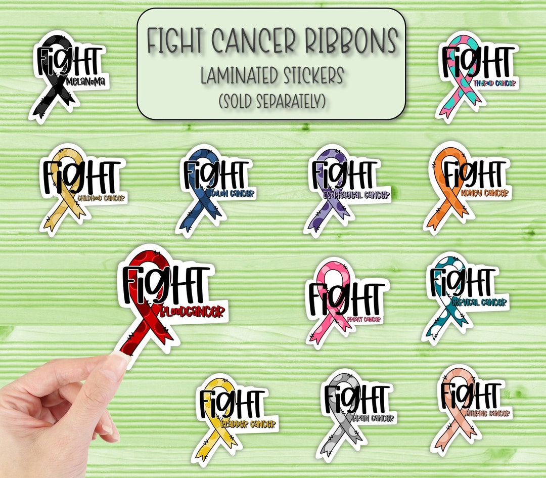 Fight Cancer Ribbon Stickers | Cancer Support Stickers | Laptop ...