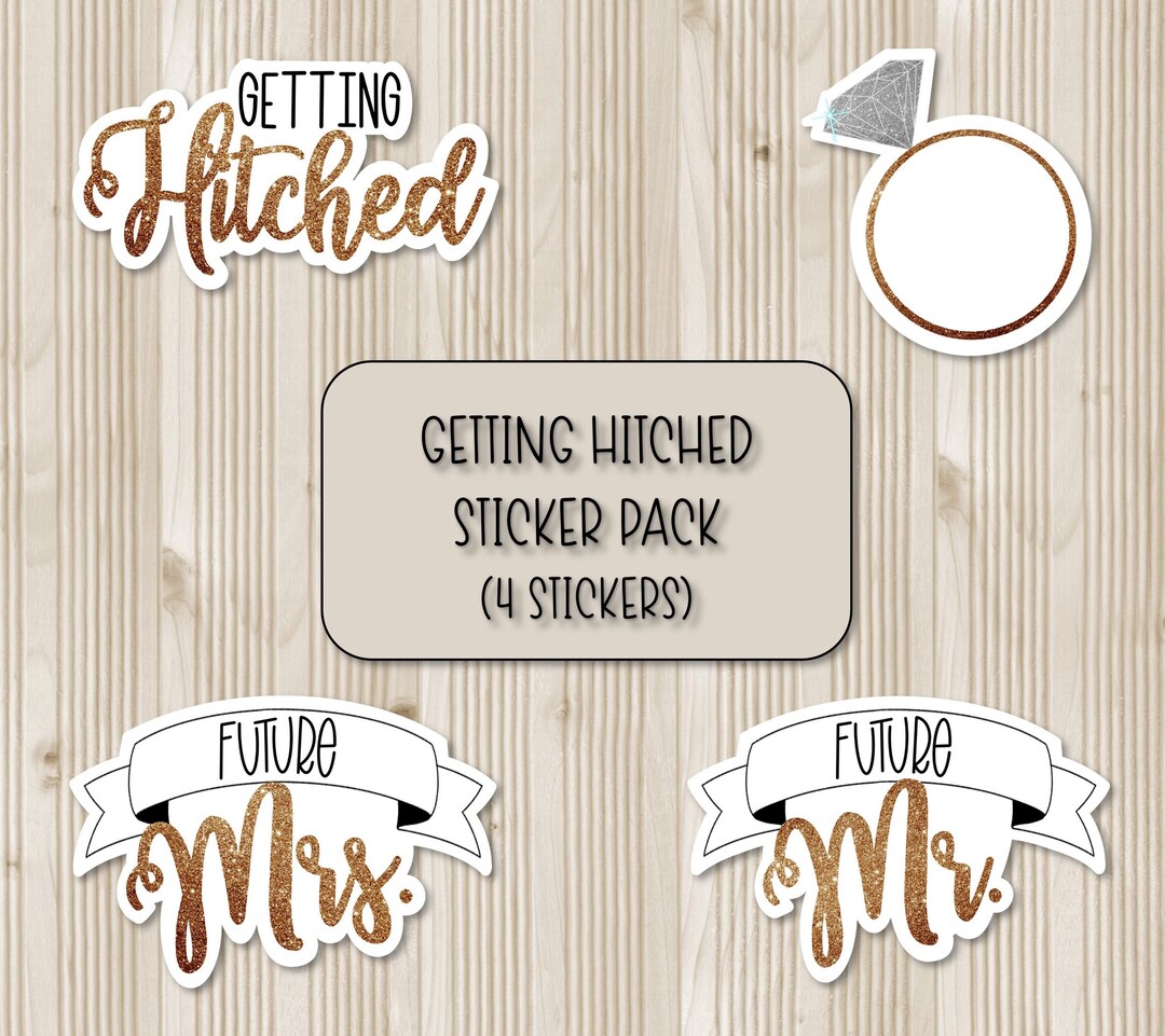 Getting Hitched Sticker Packs Wedding Decals Scrapbooking Stickers ...