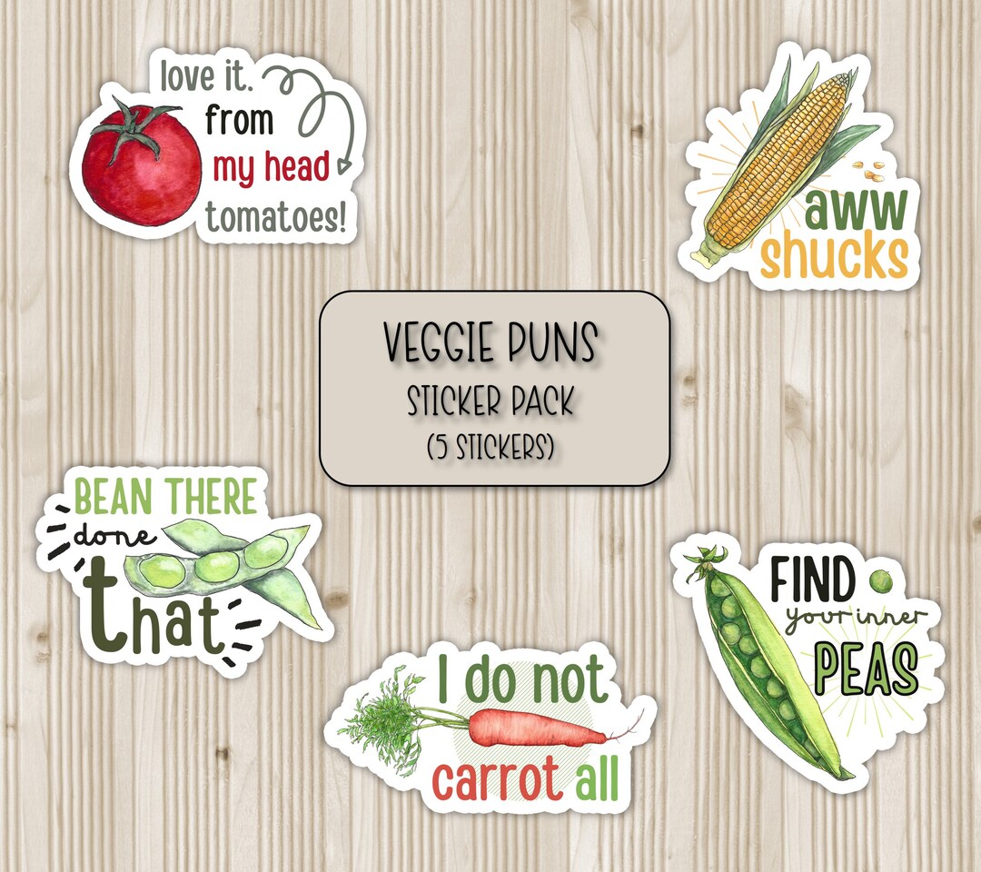 Veggie Puns Sticker Pack | Cute Food Stickers | Scrapbooking Stickers ...