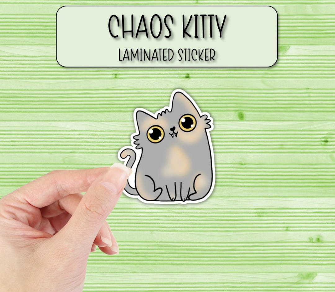 Chaos Kitty Sticker | Laminated Stickers | Weatherproof Stickers ...