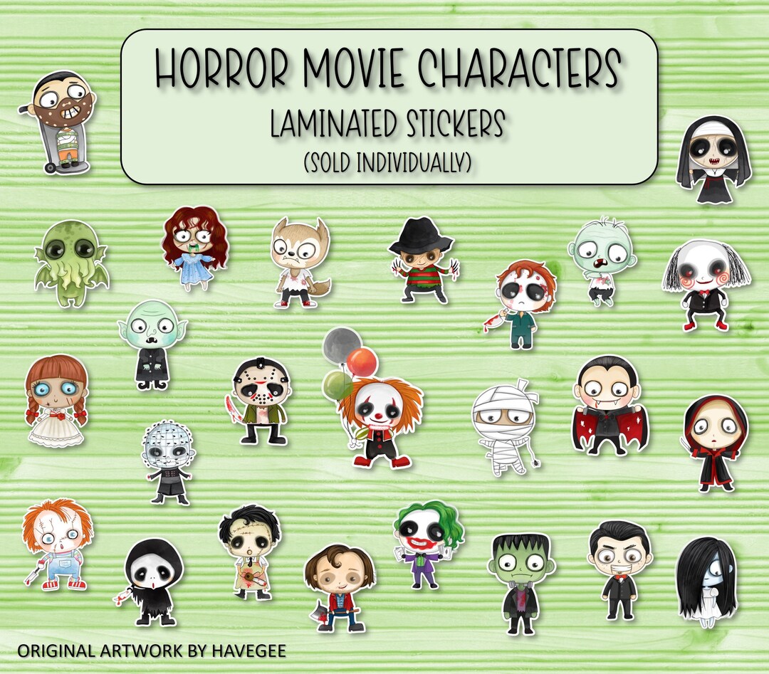 Horror Movie Character Stickers | Laminated Stickers | Movie Monster ...