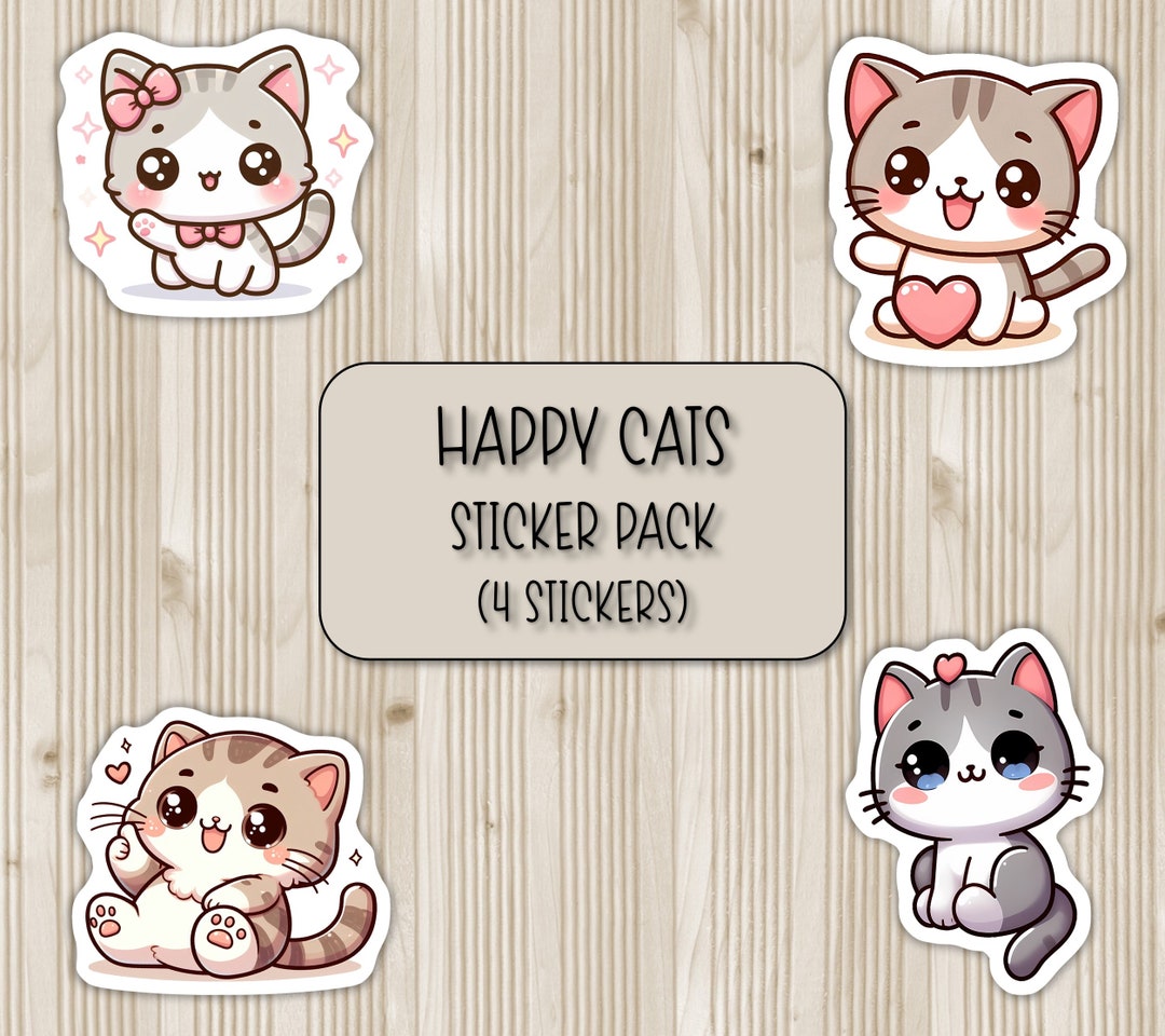 Happy Cats Sticker Pack | Kitten Stickers | Scrapbooking Stickers ...