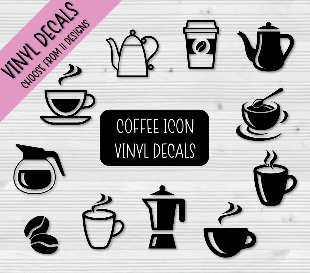 Coffee Icon Vinyl Decals | Coffee Decals | Caffeine Decals ...