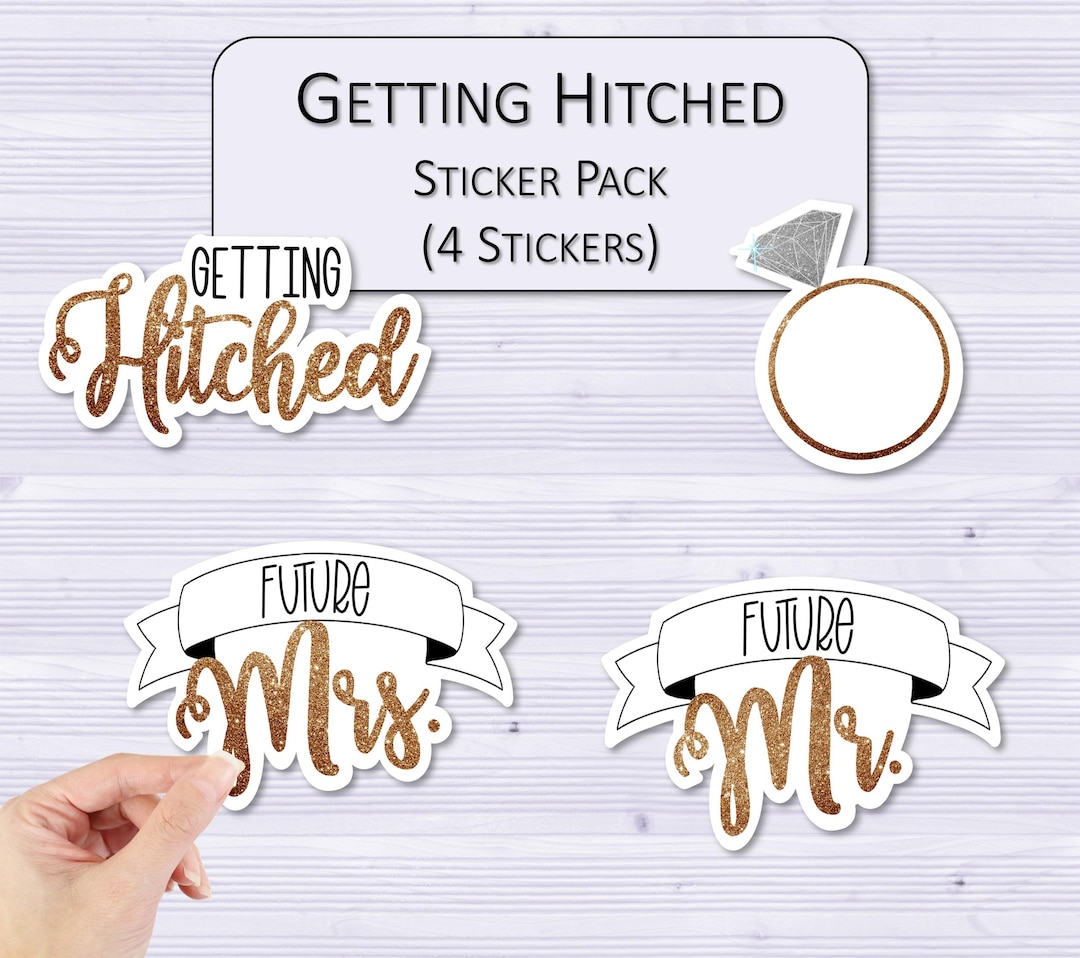Getting Hitched Sticker Pack | Wedding Decals | Scrapbooking Stickers ...