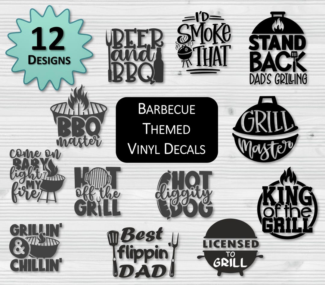 Barbecue Themed Vinyl Decals | Car Decal | Water Bottle Decal | Laptop ...