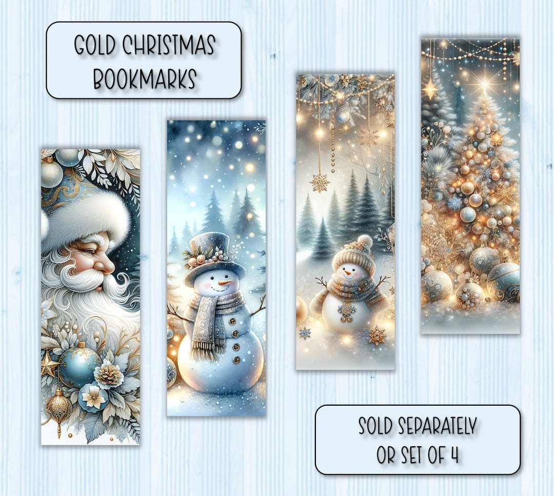 Gold Christmas Bookmarks | Handmade Bookmark | Gift for Book Lover ...